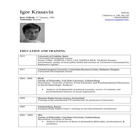 Igor Krasavin CV | DOC