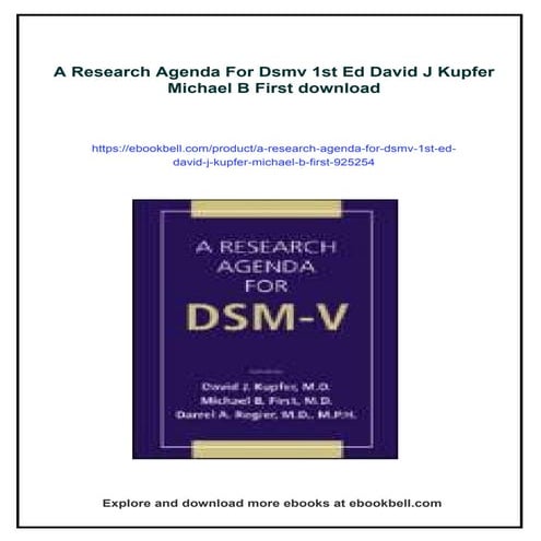 A Research Agenda For Dsmv 1st Ed David J Kupfer Michael B First | PDF