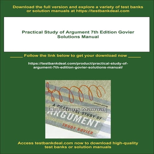 Practical Study of Argument 7th Edition Govier Solutions Manual | PDF