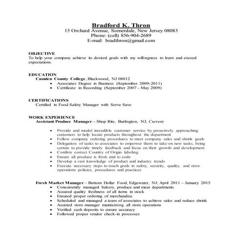 Bradford K Thron Resume | DOCX
