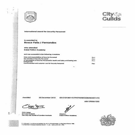 city & guilds certificate security dubai,u.a.e. | PDF