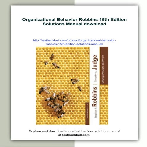 Organizational Behavior Robbins 15th Edition Solutions Manual | PDF