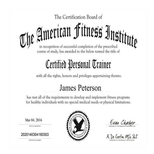 AFI Personal Trainer Cert | PPT