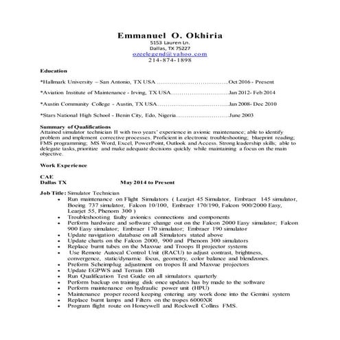 Emmanuel Resume