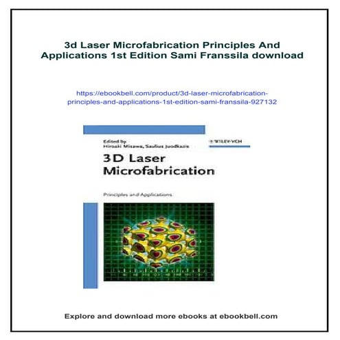 3d Laser Microfabrication Principles And Applications 1st Edition Sami ...