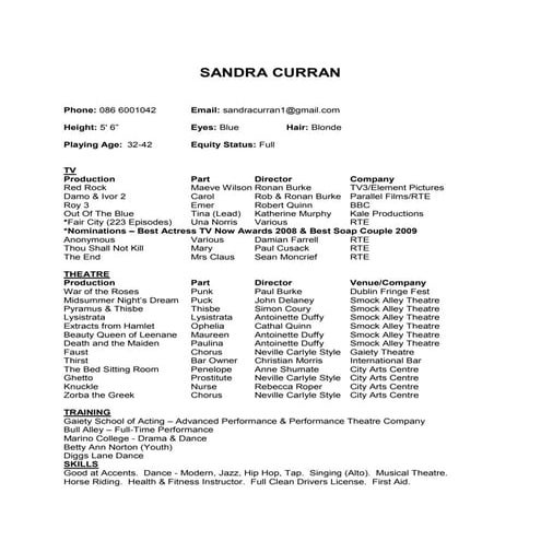 SANDRA CURRAN CV | PDF