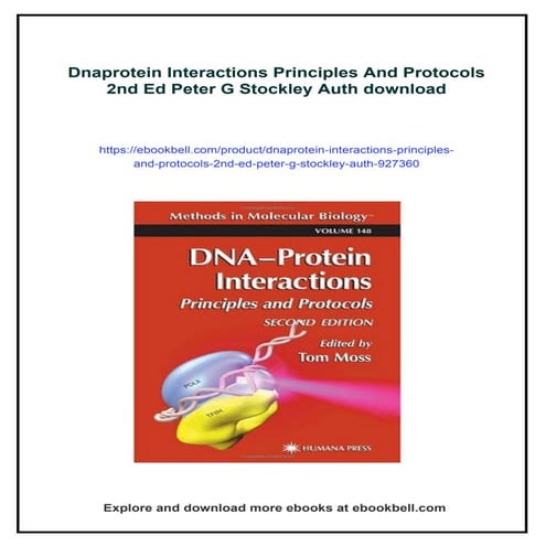 Dnaprotein Interactions Principles And Protocols 2nd Ed Peter G ...
