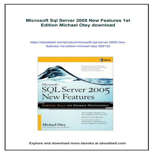 Microsoft Sql Server 2005 New Features 1st Edition Michael Otey | PDF