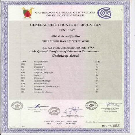 GCE O Level Certificate | PDF