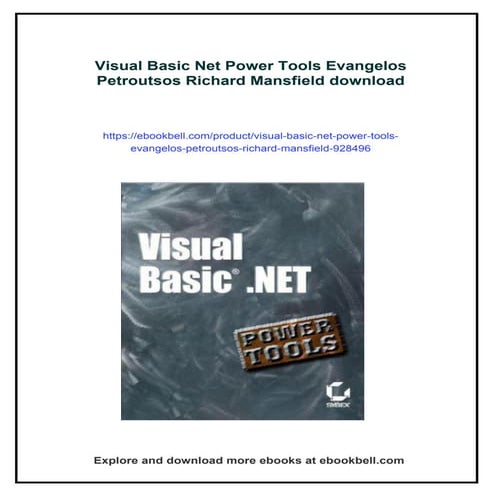 Visual Basic Net Power Tools Evangelos Petroutsos Richard Mansfield | PDF