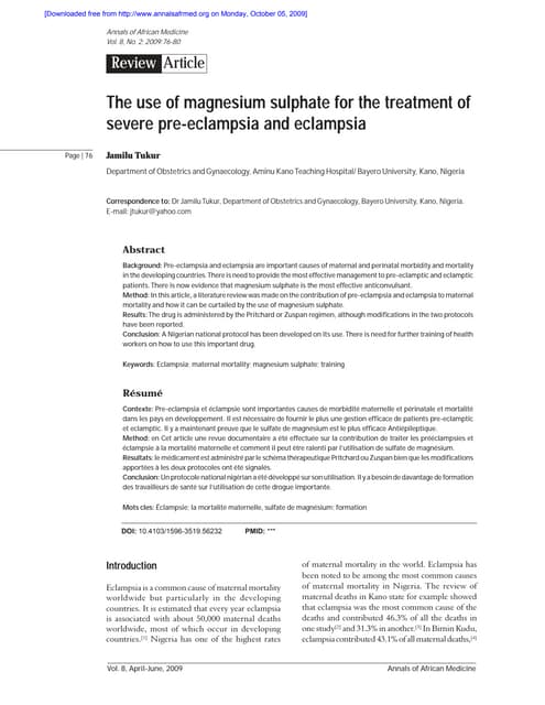 Magnesium Sulfate in Obstetrics | PDF | Pregnancy | Reproductive Health