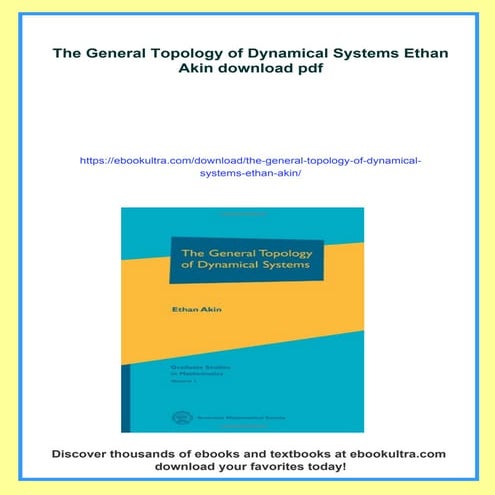 The General Topology Of Dynamical Systems Ethan Akin Pdf