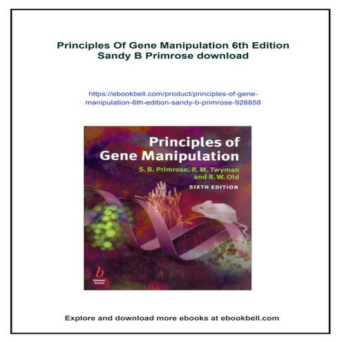 Principles Of Gene Manipulation 6th Edition Sandy B Primrose | PDF