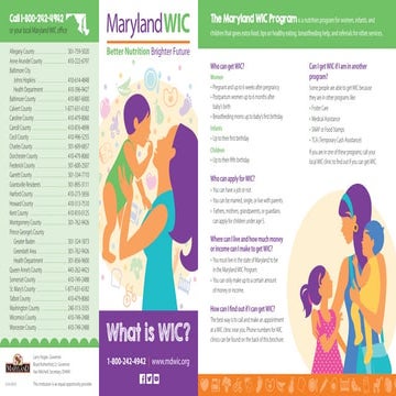 Maryland WIC Outreach Brochure - Enlgish | PDF