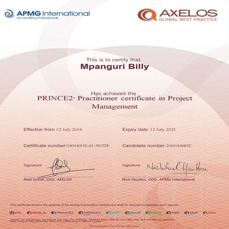 PRINCE2 CERTIFICATE | PDF