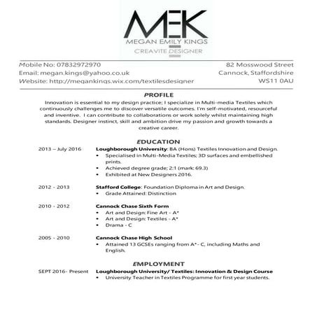 Lucy Alexander CV 2016 | PDF
