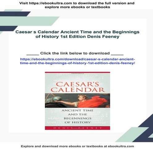 Caesar s Calendar Ancient Time and the Beginnings of History 1st ...