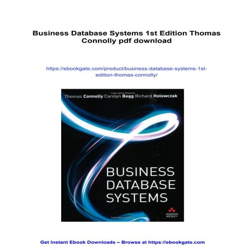 Business Database Systems 1st Edition Thomas Connolly | PDF