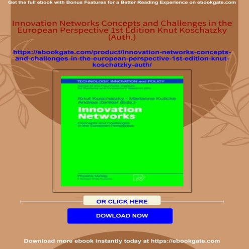 Immediate download Innovation Networks Concepts and Challenges in the ...
