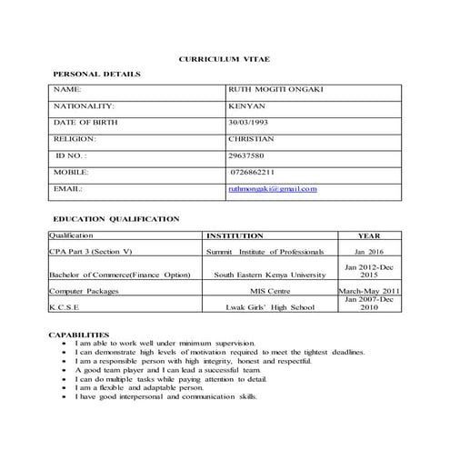 RUTH CV EDITED | PDF