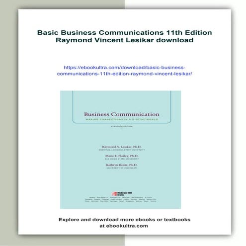 Basic Business Communications 11th Edition Raymond Vincent Lesikar | PDF