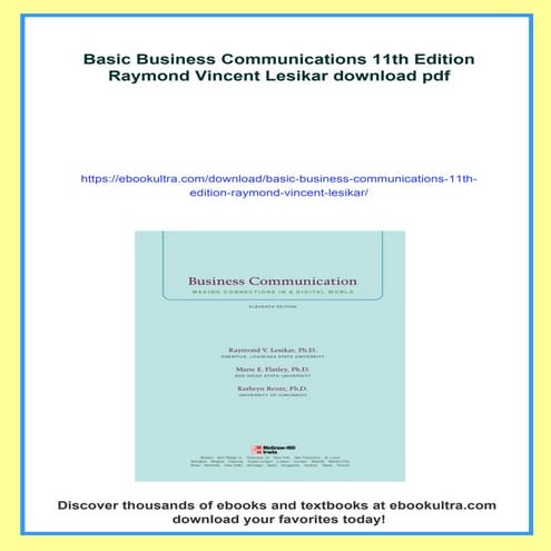 Basic Business Communications 11th Edition Raymond Vincent Lesikar | PDF