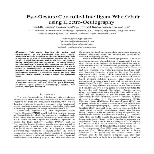 Eye Gesture Controlled Intelligent Wheelchair Using Electro Oculography Pdf