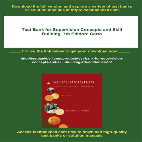 Test Bank for Supervision Concepts and Skill Building, 7th Edition ...