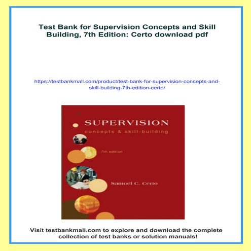 Test Bank for Supervision Concepts and Skill Building, 7th Edition ...