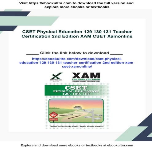 CSET Physical Education 129 130 131 Teacher Certification 2nd Edition XAM CSET Xamonline | PDF