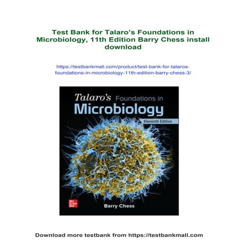 Test Bank for Talaro’s Foundations in Microbiology, 11th Edition Barry ...