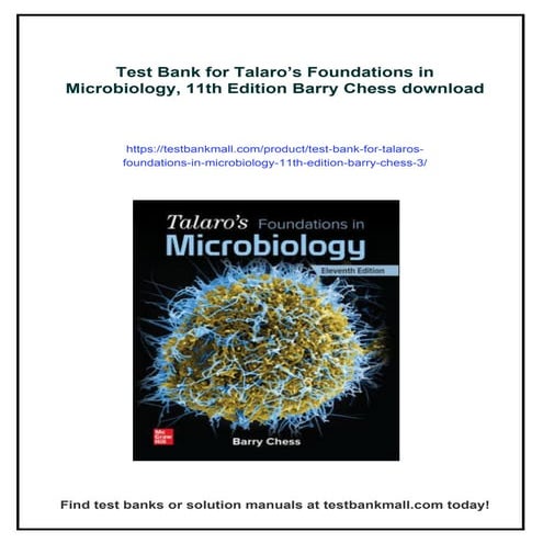 Test Bank for Talaro’s Foundations in Microbiology, 11th Edition Barry ...