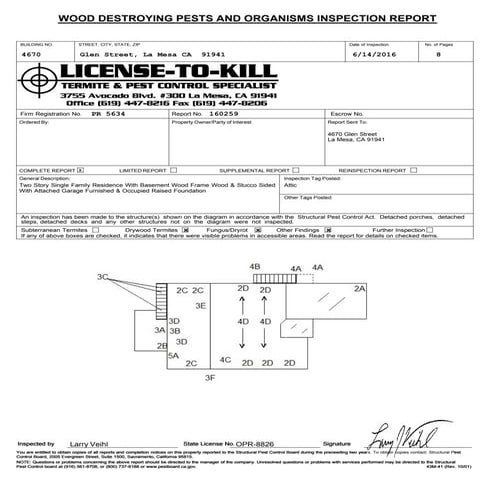 Termite Report for 4670 Glen St La Mesa CA | PDF