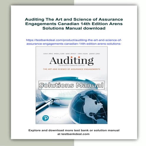 Auditing The Art and Science of Assurance Engagements Canadian 14th ...