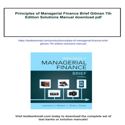 Principles of Managerial Finance Brief Gitman 7th Edition Solutions Manual | PDF