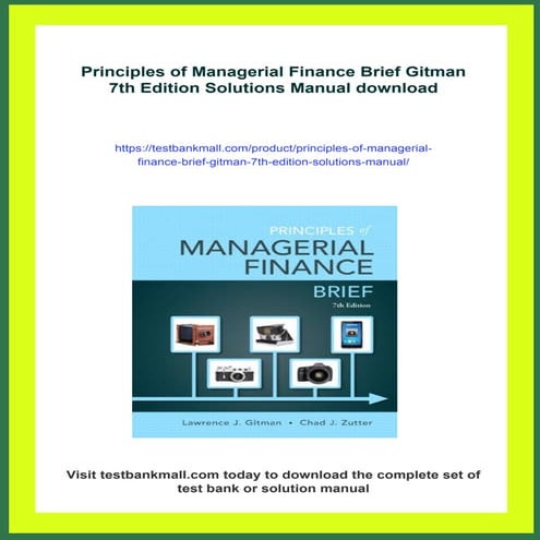 Principles of Managerial Finance Brief Gitman 7th Edition Solutions Manual | PDF