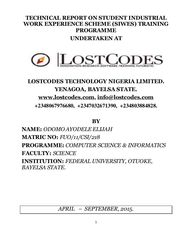 MY SIWES REPORT my-siwes-report