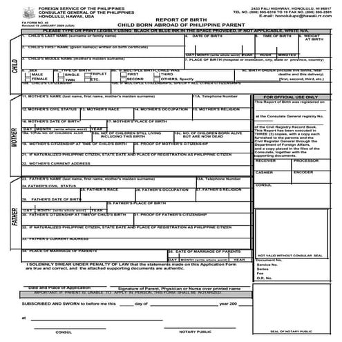 Report of Birth Honolulu | PDF