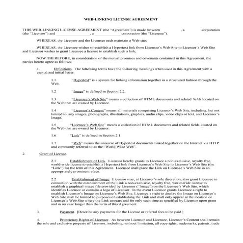 Web-Linking License Agreement | DOC