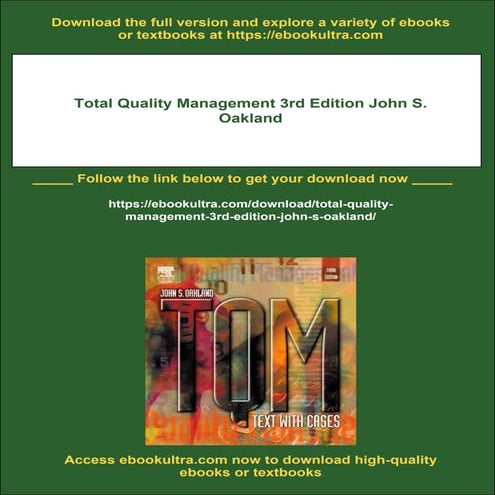 Total Quality Management 3rd Edition John S. Oakland | PDF