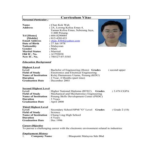 Resume_Chan Kok Wah | DOC