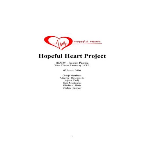 Hopeful Heart Project | DOCX | Heart and Cardiovascular Diseases ...