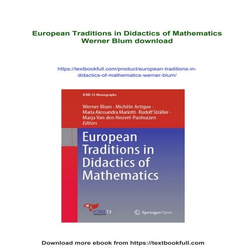 European Traditions in Didactics of Mathematics Werner Blum | PDF