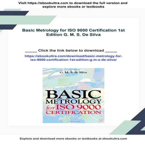 Basic Metrology for ISO 9000 Certification 1st Edition G. M. S. De Silva | PDF