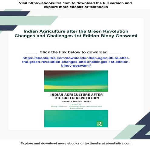 Indian Agriculture after the Green Revolution Changes and Challenges ...