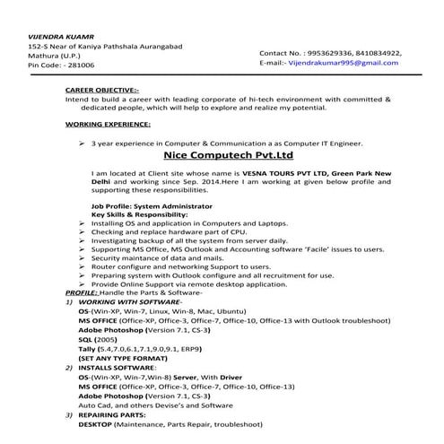 vijendra resume 2015 | DOC