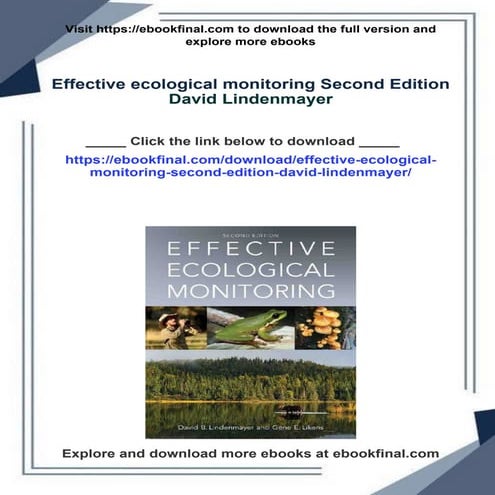 Effective ecological monitoring Second Edition David Lindenmayer 2024 ...