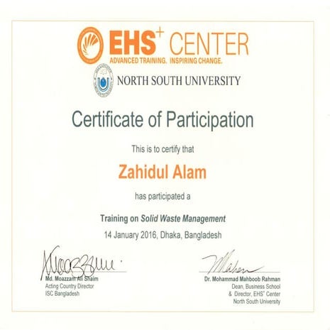 Solid waste Management Training Certificate | PDF