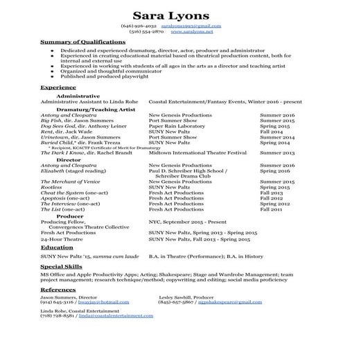 Sara Lyons Resume | PDF