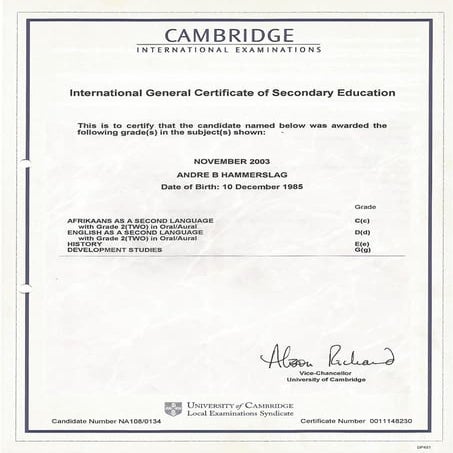 Grade 12 Certificate | PDF